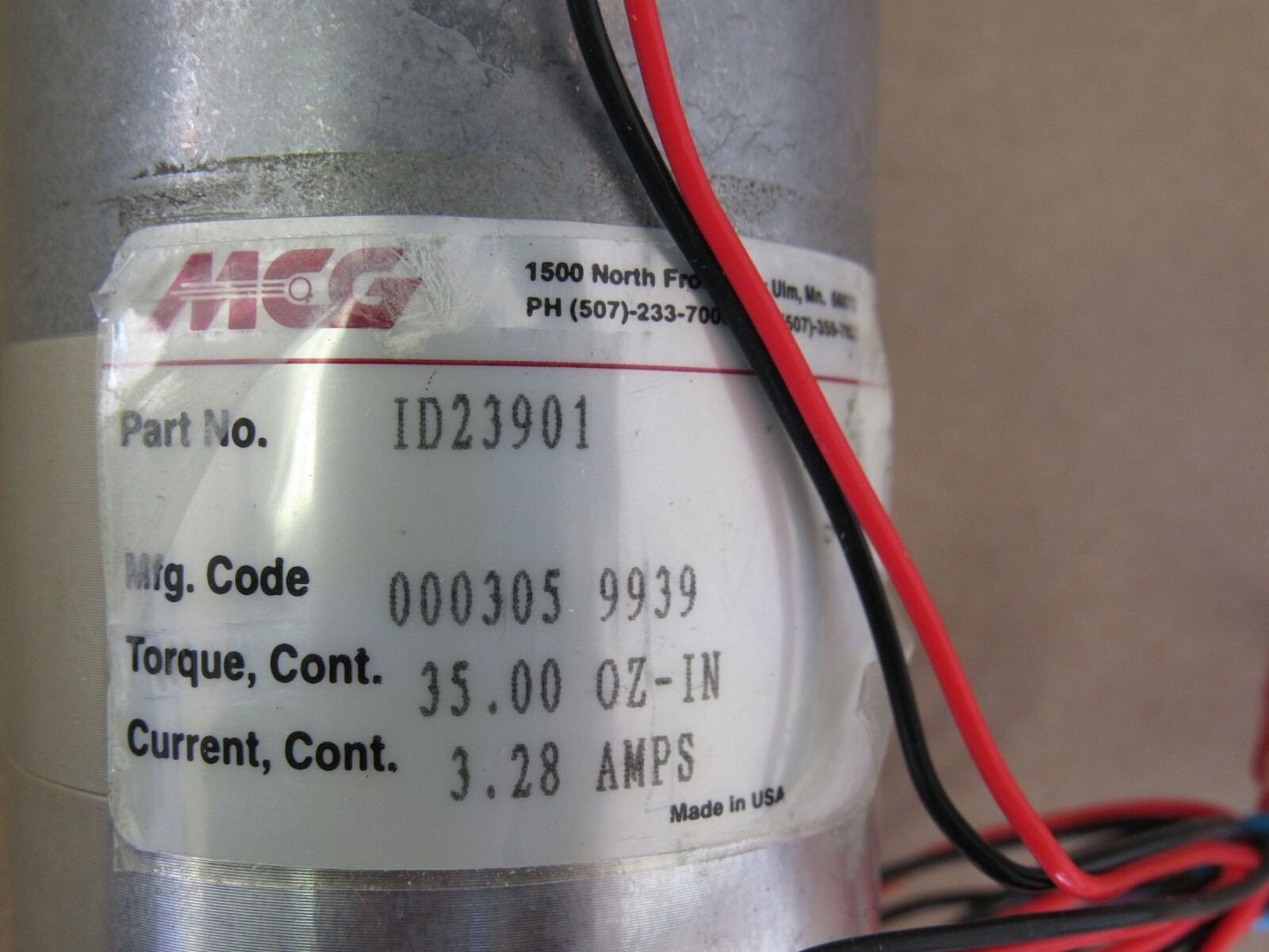 MCG DC BRUSH MOTOR ID SERIES P/N ID23901, 3.28AMPS | eBay