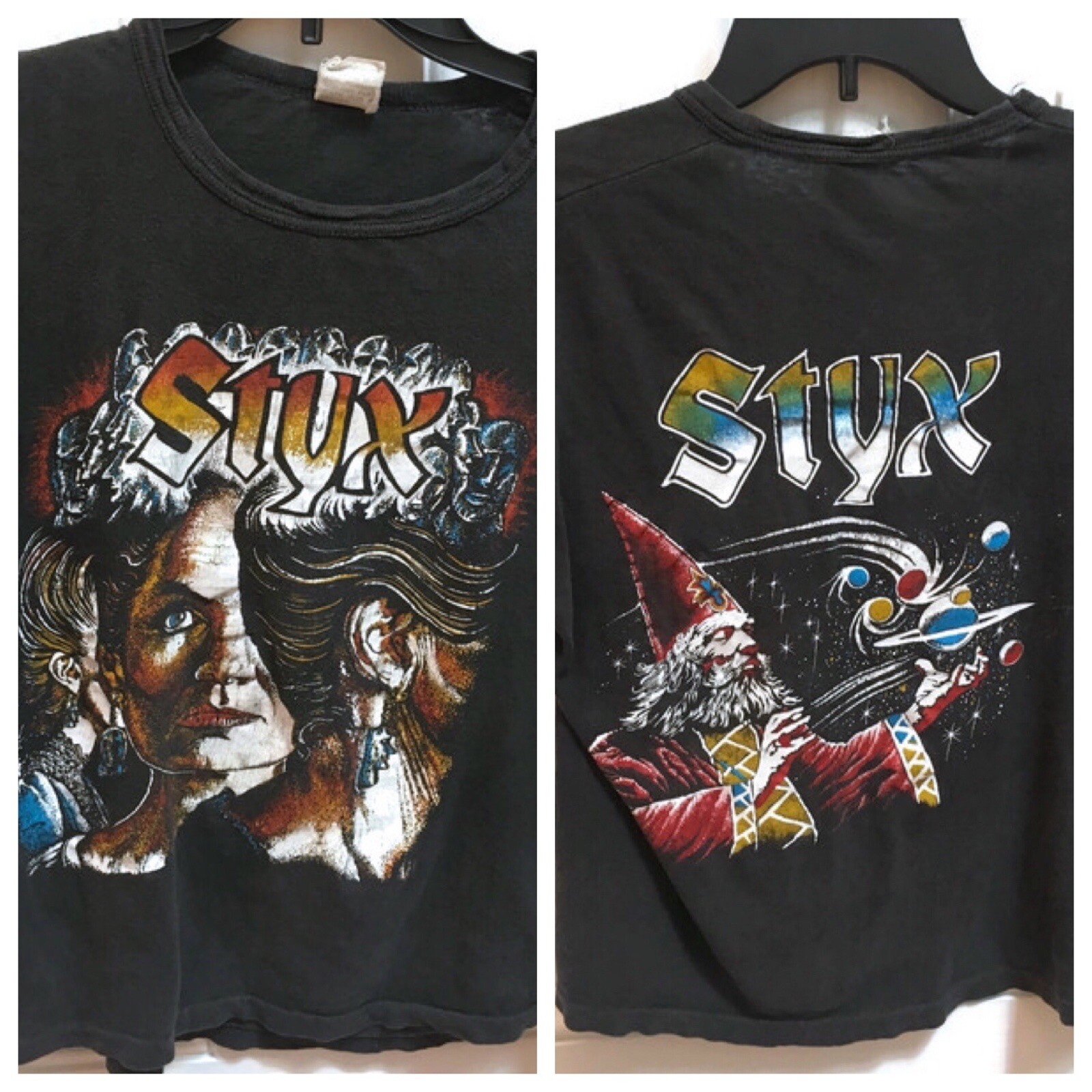 Vintage Styx T-shirt 80s Size L Band Classic Rock Wiz… - Gem