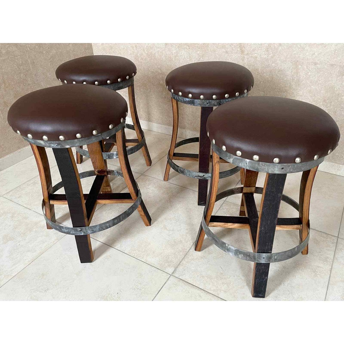 Whiskey Barrel Bar Stools WHISKEY BARREL BAR STOOL WITH BACKING