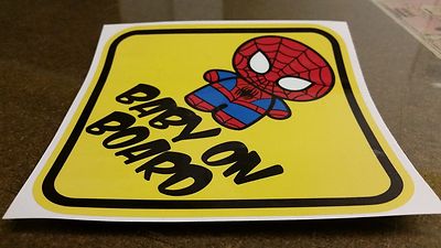 BABY ON BOARD SPIDERMAN BABY CHIBI Warning WINDOW DECAL STICKER VINYL ...
