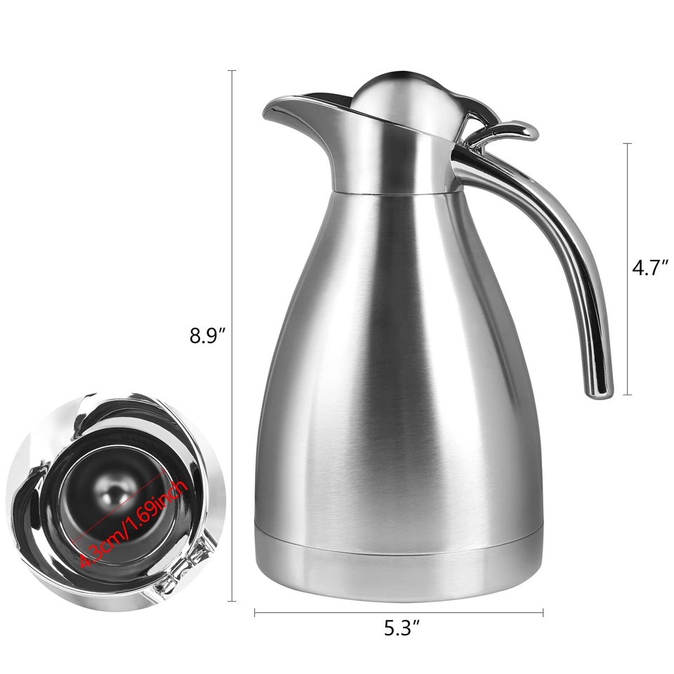 Stainless Steel Vacuum Insulated Thermal Coffee Carafe Water Pitcher ...