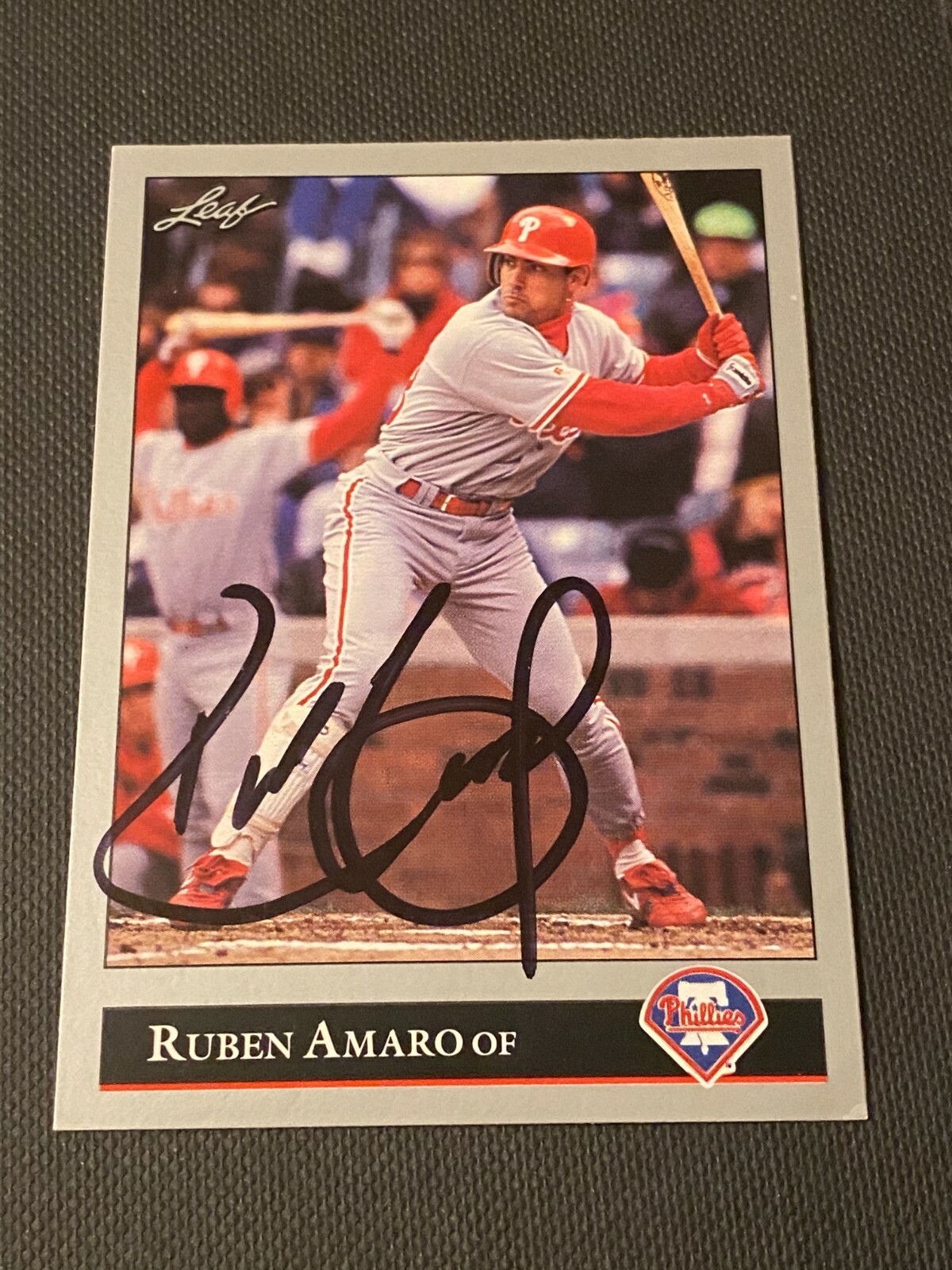 Ruben Amaro Signed 1992 Leaf Card Auto Philadelphia Phillies Autograph ...