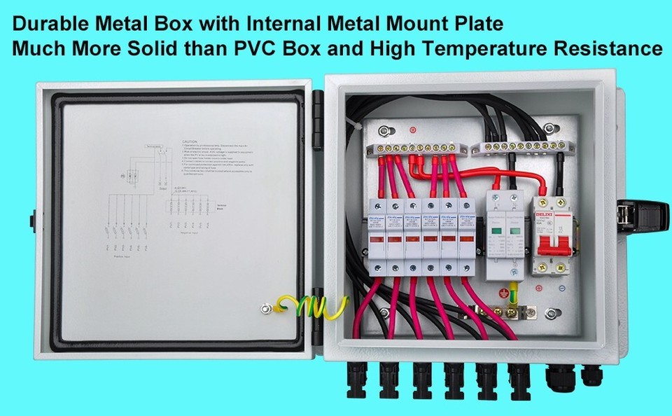 6 String PV Combiner Box Lightning Arrester 63A Circuit Breaker for ...