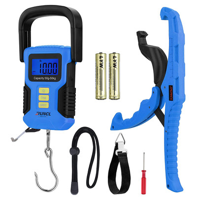 Waterproof Fishing Scale with Lip Gripper, Fluorescent Button Digital ...