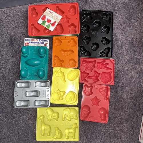 Jello Jiggler Molds LOT Jigglers NASCAR Zoo Football Jell-O Holiday ...