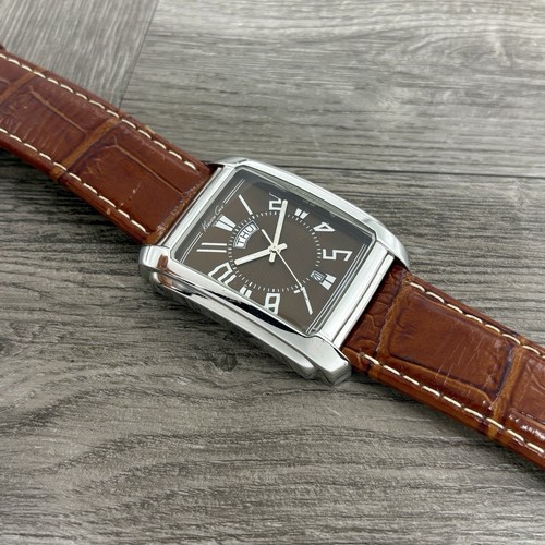 KENNETH COLE Stainless Steel Men's Dress Date Leather Quartz Wrist ...