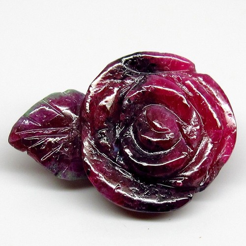 PROMINENT! 23.05ct.Lover Collection Rose Carving Unheated Red&Green ...