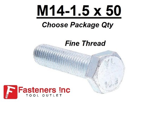 M14-1.50 x 50mm Grade 10.9 Hex Cap Screw Bolts Metric Zinc Hardened ...