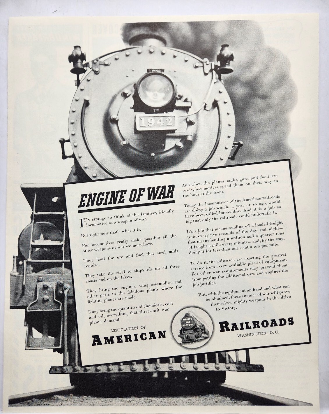 1942 American Railroads Locomotives Engine Of War Vintage WWII Era ...