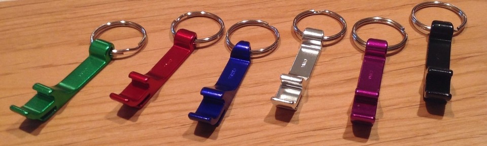 Qty 1- Key Chain Bottle/Can Opener - Black, Blue, Red, Silver, Green ...
