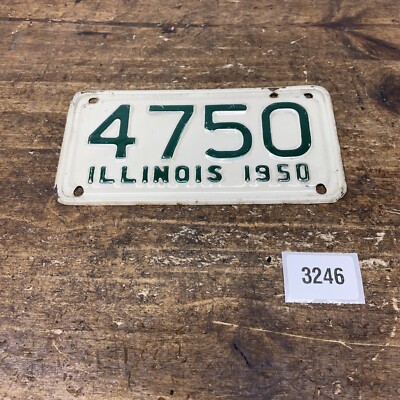 1950 Illinois motorcycle license plate #4750 Harley Panhead Flathead ...