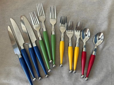 Cambridge Carnival Multi Flatware Stainless Colored Plastic Handle (12 ...
