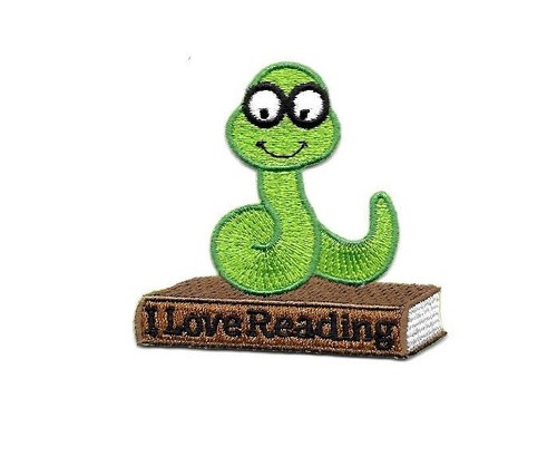 Bookworm - Love - Reading - School - Book - Embroidered Iron On ...
