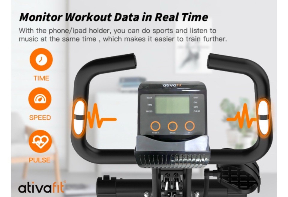 ATIVAFIT Foldable Exercise Fitness Bike with Digital Monitor | eBay UK