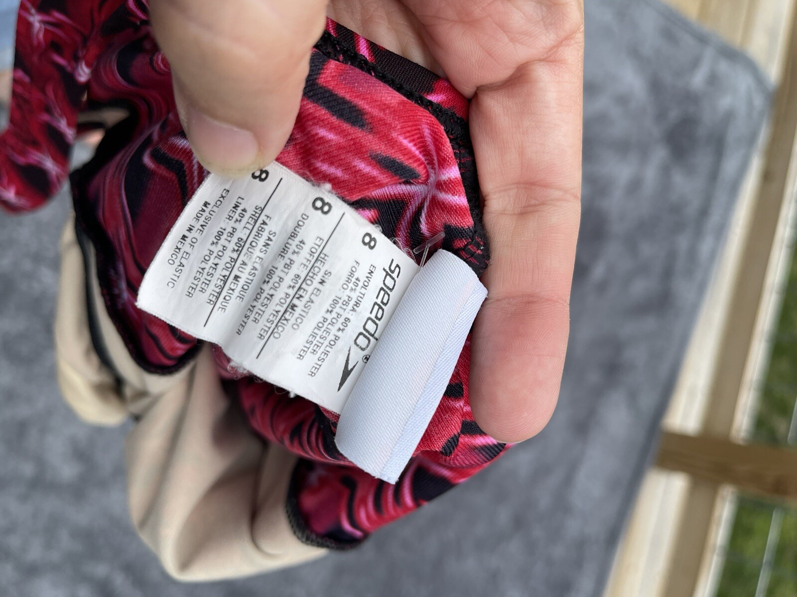 speedo Swimsuit 8 red black one piece Womens L V Neck… - Gem