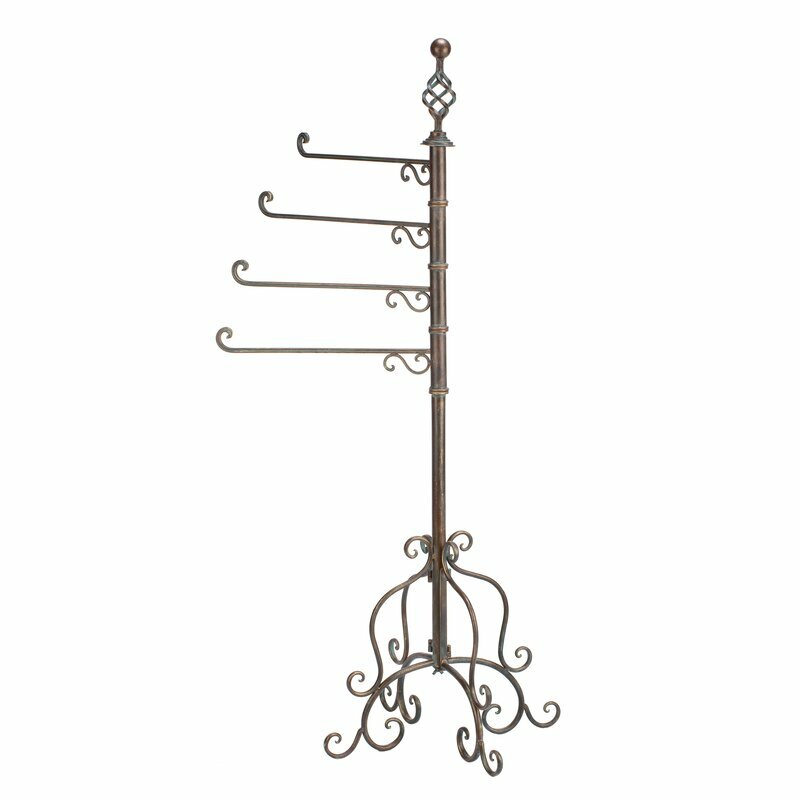 Bronze Finish Metal Towel Rack 4-Arm Swivel Stand 4 Tier Storage ...