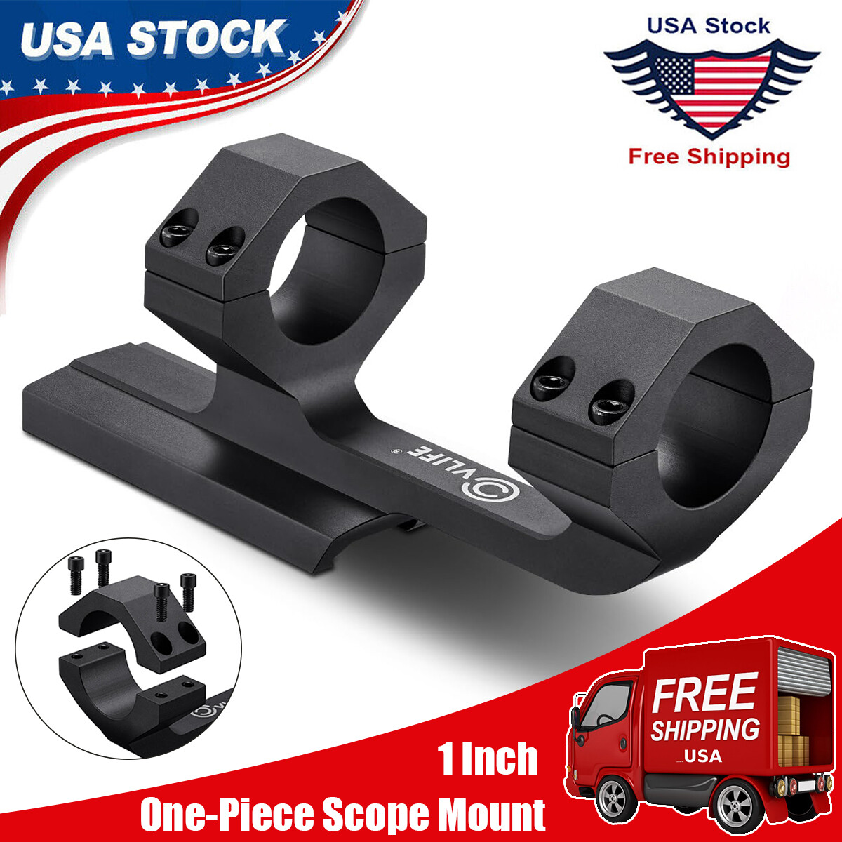 1 inch Cantilever Scope Mount 1" Picatinny Rail Universal One Piece ...