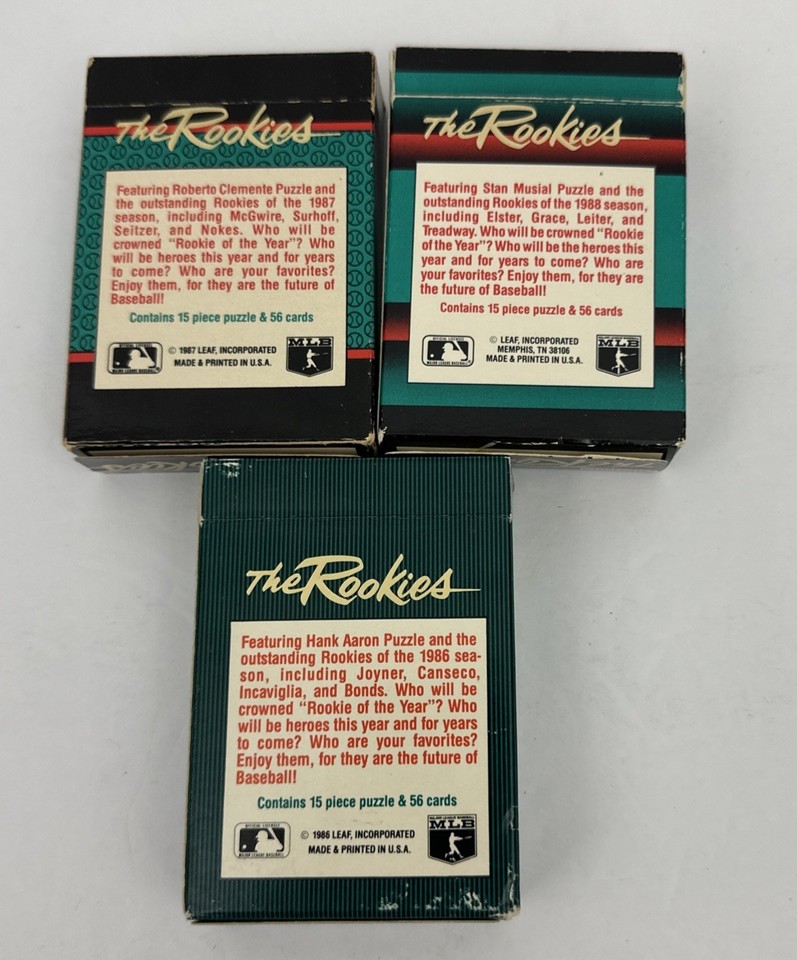 1986, 1987 & 1989 Donruss The Rookies Sets Lot of 3 Sets Total 1986 ...