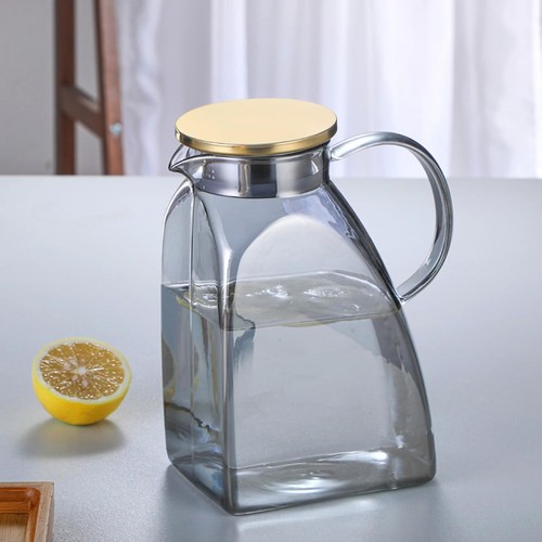 Glass Pitcher With Lid and Spout, 1.8 Liter 60 oz Glass Pitchers With ...