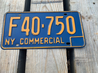Vintage Blue Pressed Steel New York Commercial License Plate F40-750 | eBay