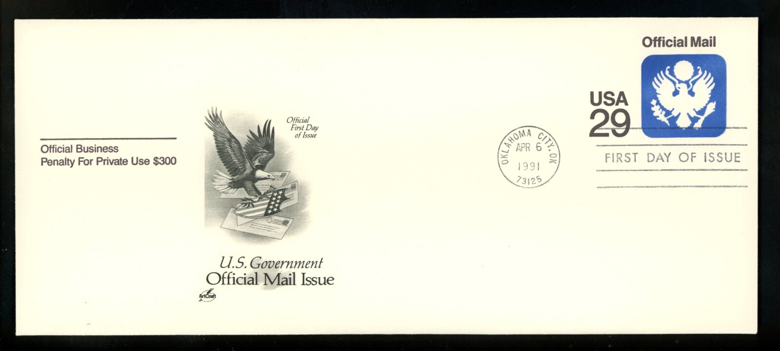 US FDC #UO84 Artcraft 1991 Oklahoma City OK Official Mail / Business ...