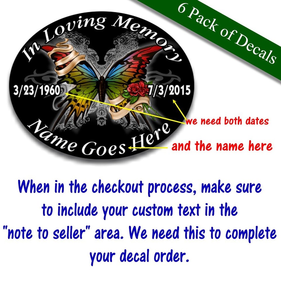In Loving Memory vinyl decal full color Butterfly theme Memorial ...