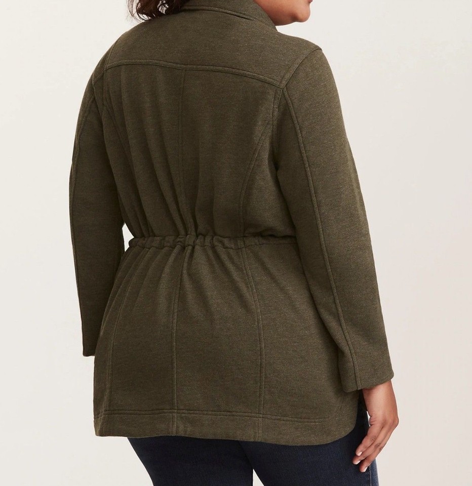Torrid Olive Green Washed Knit Utility Shirt Jacket 00X Med Large 10 ...
