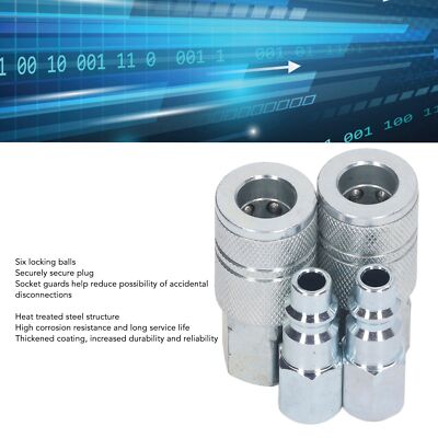 Air Coupler Plug Kit Hose Quick Connect Fitting 3/8 NPT Air Compressor ...