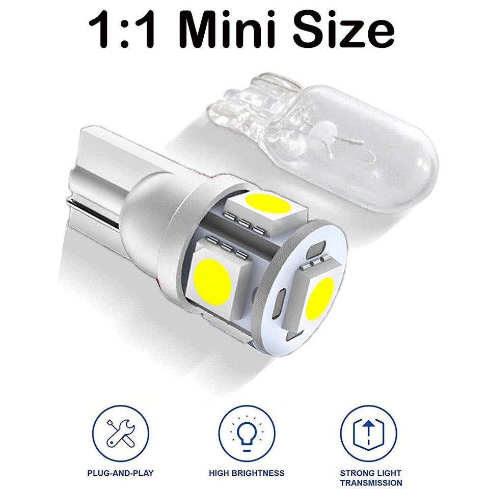 10Pcs T10 Wedge Base LED Bulbs Low Voltage DC 12V for Malibu T5 ...