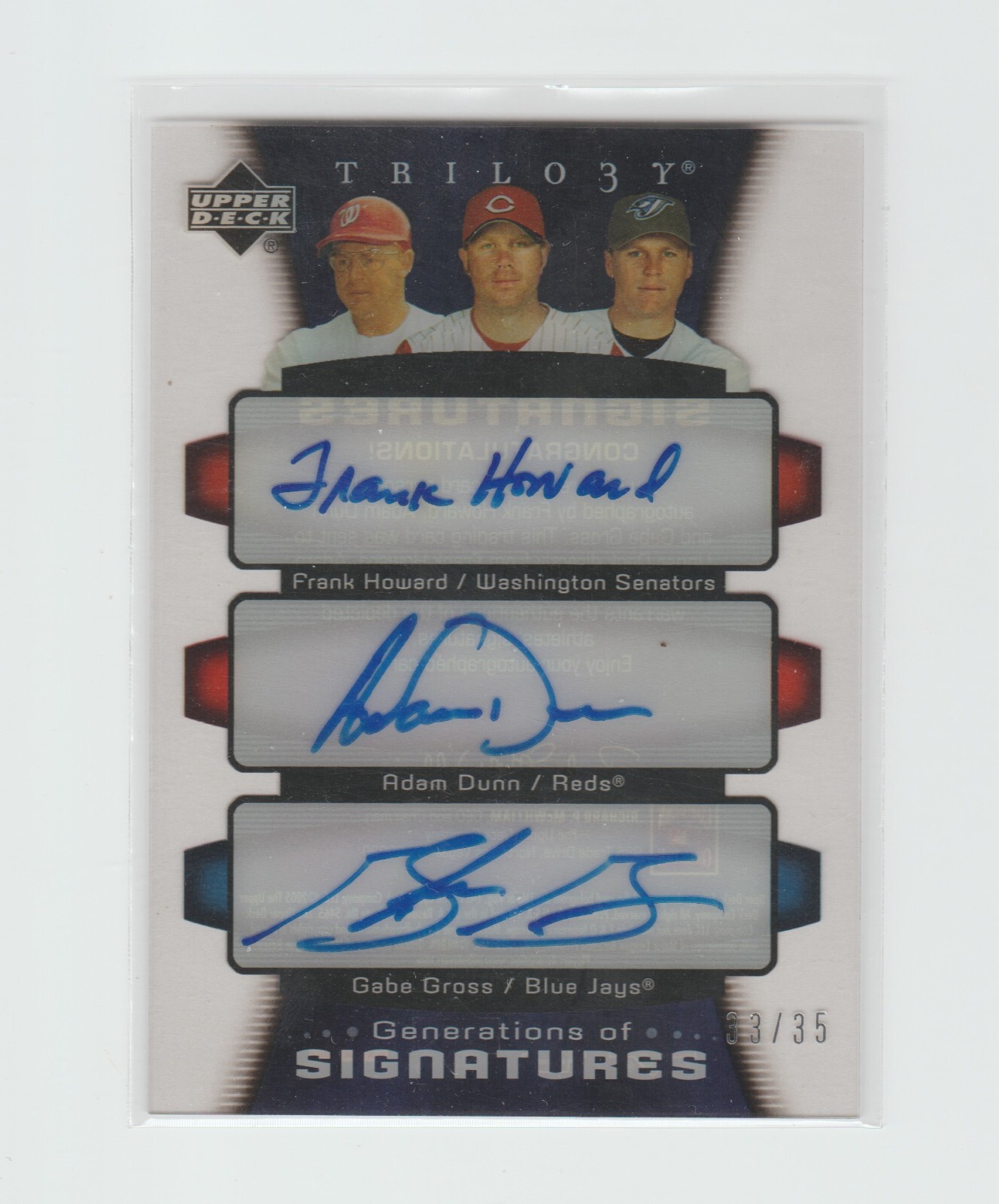 2005 Upper Deck Trilogy - Generations of Adam Dunn, Frank Howard, Gabe ...