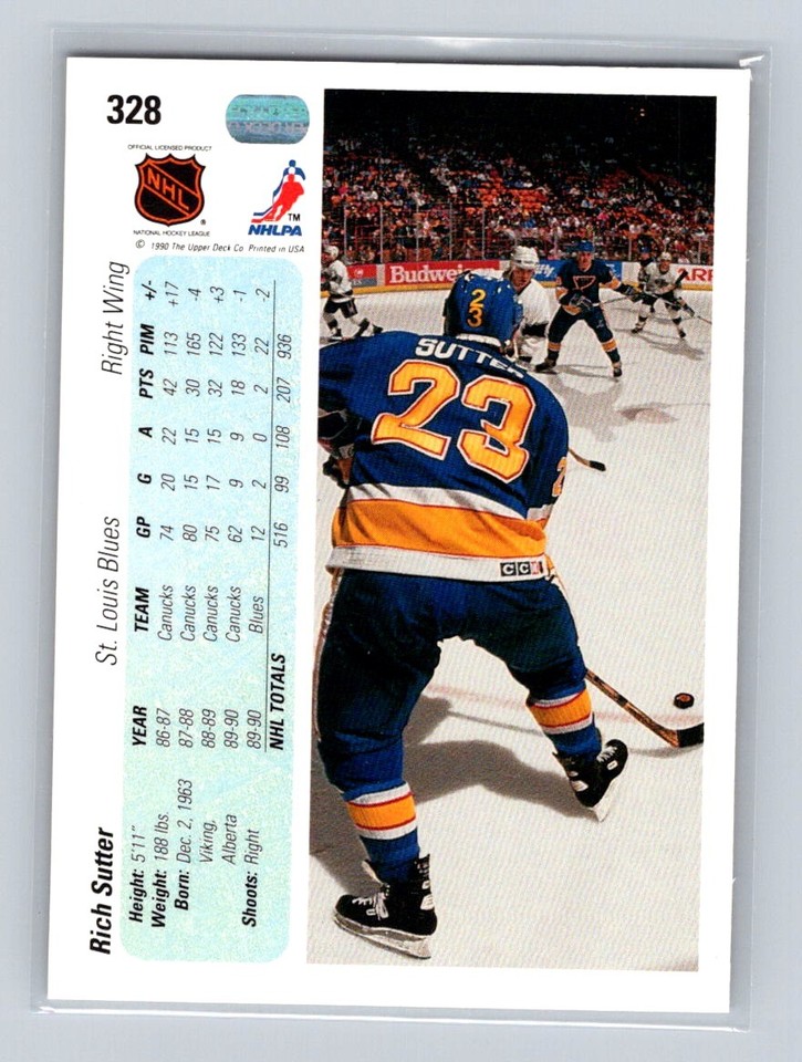 1990-91 Upper Deck French #328b Rich Sutter St. Louis Blues | eBay