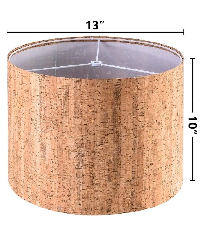 GOSO Medium Drum Lamp Shade Brown - Natural Cork Leather Textured Lamp ...