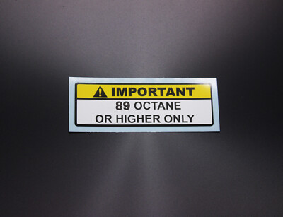 2 pcs x Warning Label 89+ or Higher Octane Gas Gasoline Fuel Tank ...