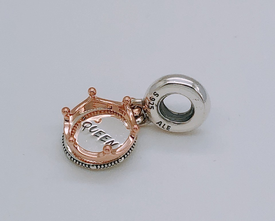 NEW PANDORA Rose 14K Gold + Silver Queen & Regal Crown Charm Pendant ...