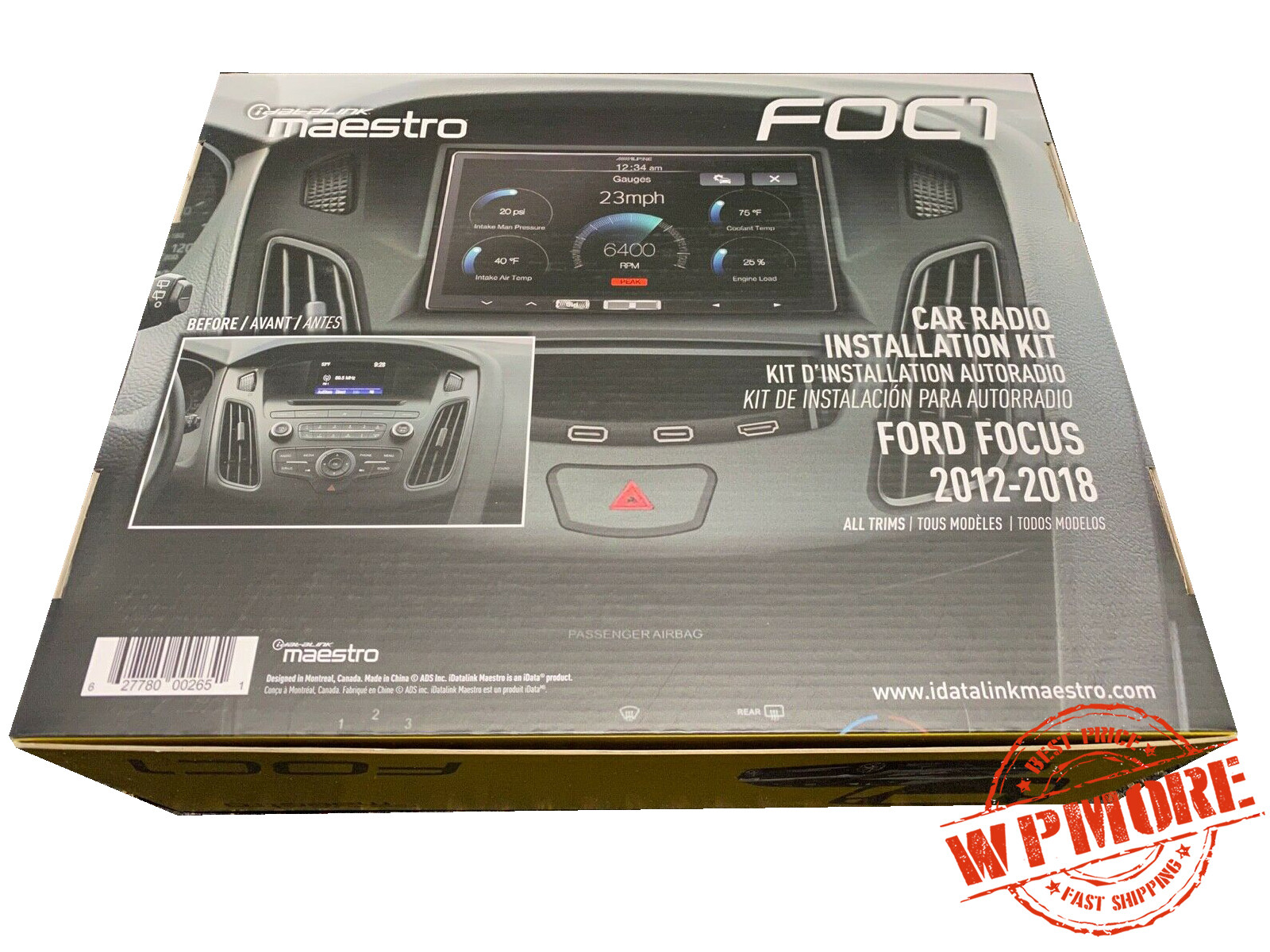 iDatalink Maestro Dash KIT KIT-FOC1 for Ford Focus 2012-2018 with All ...