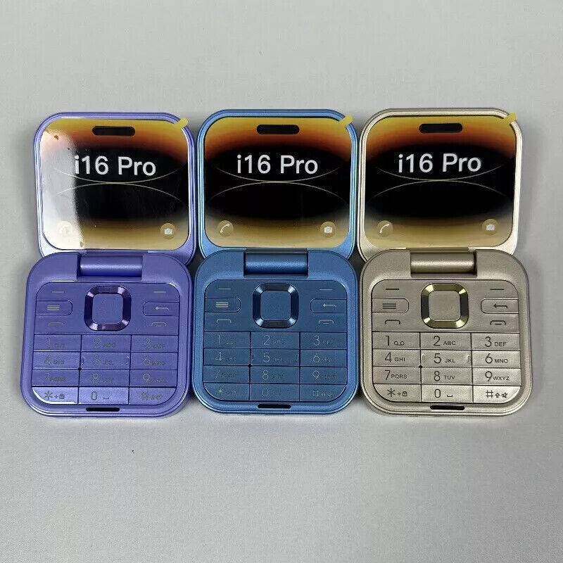 For i16 Pro Mini Unlocked Flip Mobile Phone 2 SIM Card Small Display ...