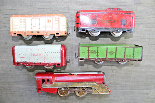 Hafner O Gauge 1010 Windup Steam Engine Tender Boxcar Gondola Caboose ...