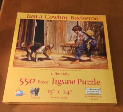 SunsOut 550 Piece Puzzle Called Just A Cowboy Buckeroo By Jim Daly | eBay
