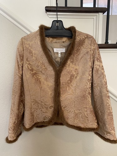 ESCADA Gold Toned Brocade Skirt Suit w/ Mink Fur Trim W/non Branded ...