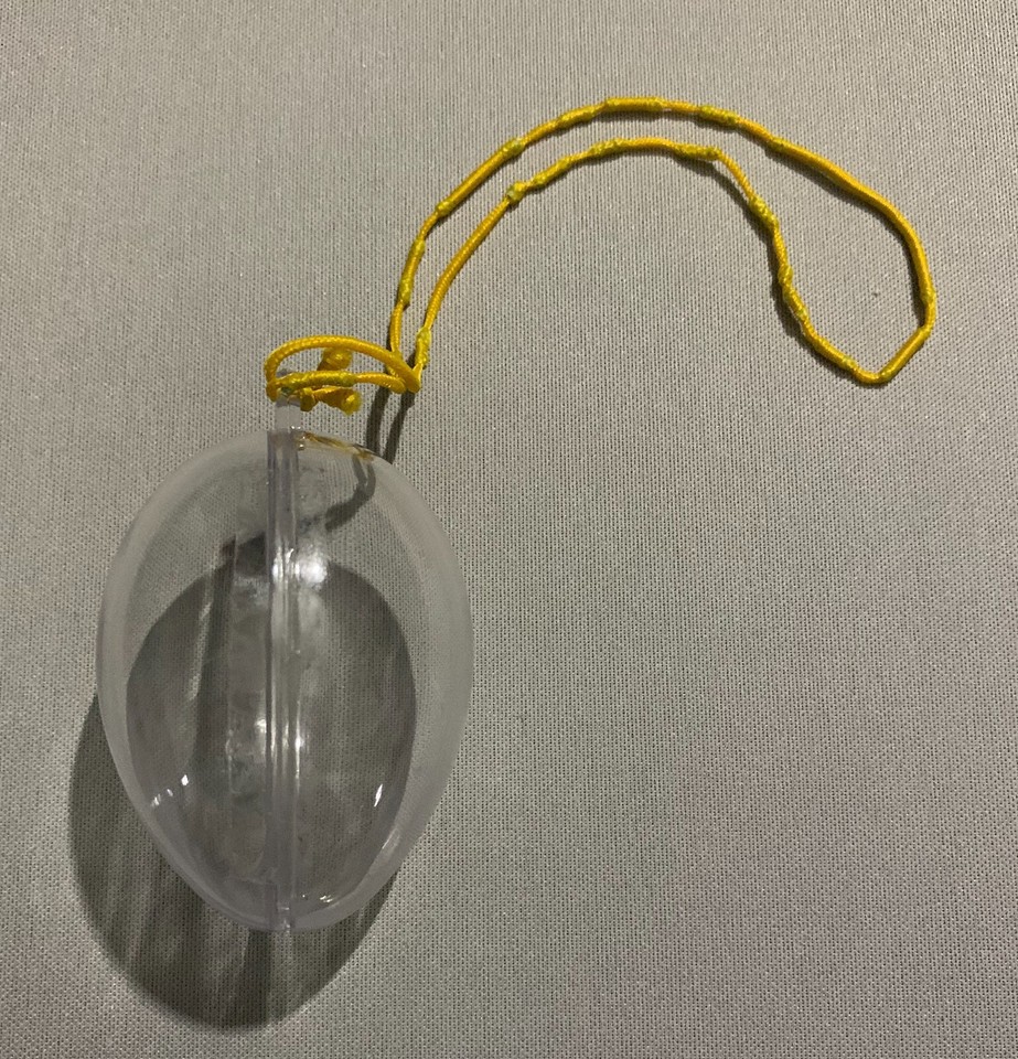 1985 Vintage Clear Plastic Easter Egg Ornament w/Yellow Elastic Hanger ...