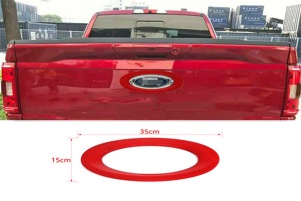 Red Rear Car Logo Emblem Badge Ring Trim Decoration for Ford F150 2021 ...