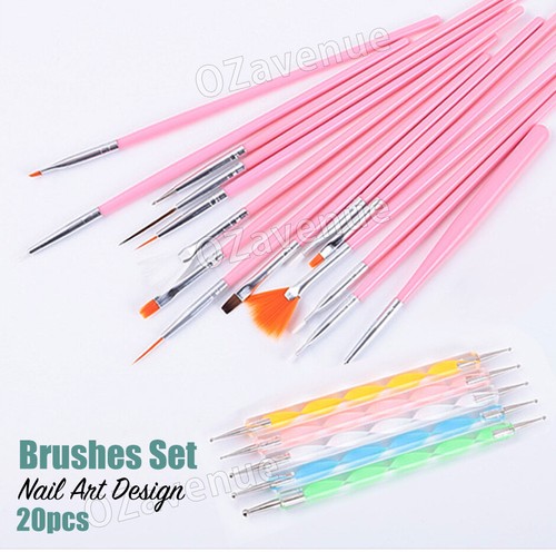 20pcs Nail Art Brushes Design Set Dotting Painting Drawing Polish Pen ...