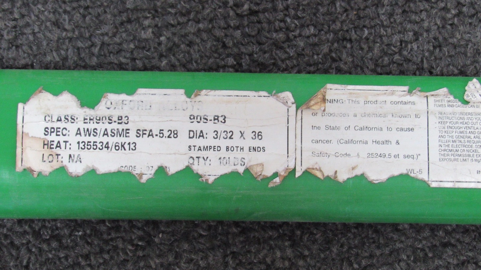 OXFORD ALLOYS ER90S-B3 AWS/ASME SFA-5.28 ELECTRODES 3/32" X 36" | eBay