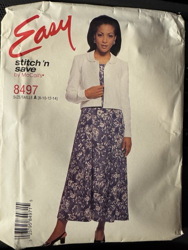 Vtg McCall's stitch 'n save pattern 8497 Misses' Jacket & Dress size 8 ...