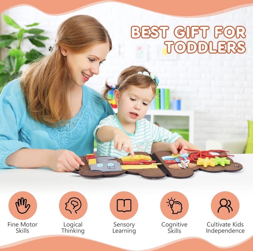 Teddy Busy Board For Toddlers Sensory & Fine Motor Skill Toddler ...