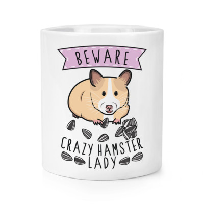 Beware Crazy Hamster Lady Makeup Brush Pencil Pot - Funny Animal | eBay