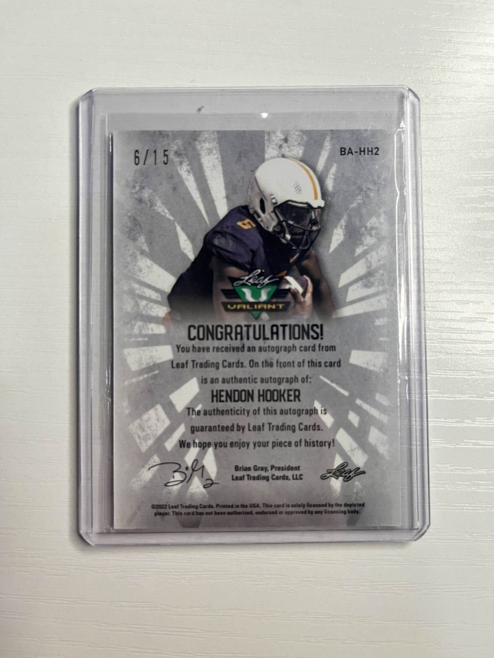 2022 Leaf Valiant Hendon Hooker RC Crystal Purple AUTO 6/15 | eBay