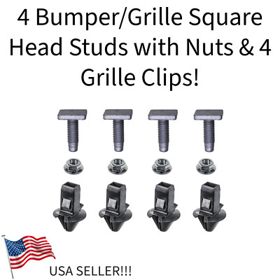 4 GRILLE CLIPS & 4 GRILLE/BUMPER SQUARE HEAD STUDS WITH NUTS! FOR RAM ...