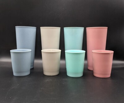 Set of 8 VTG TUPPERWARE Colorful Pastel Drinking Glasses 4-Tumblers/4 ...