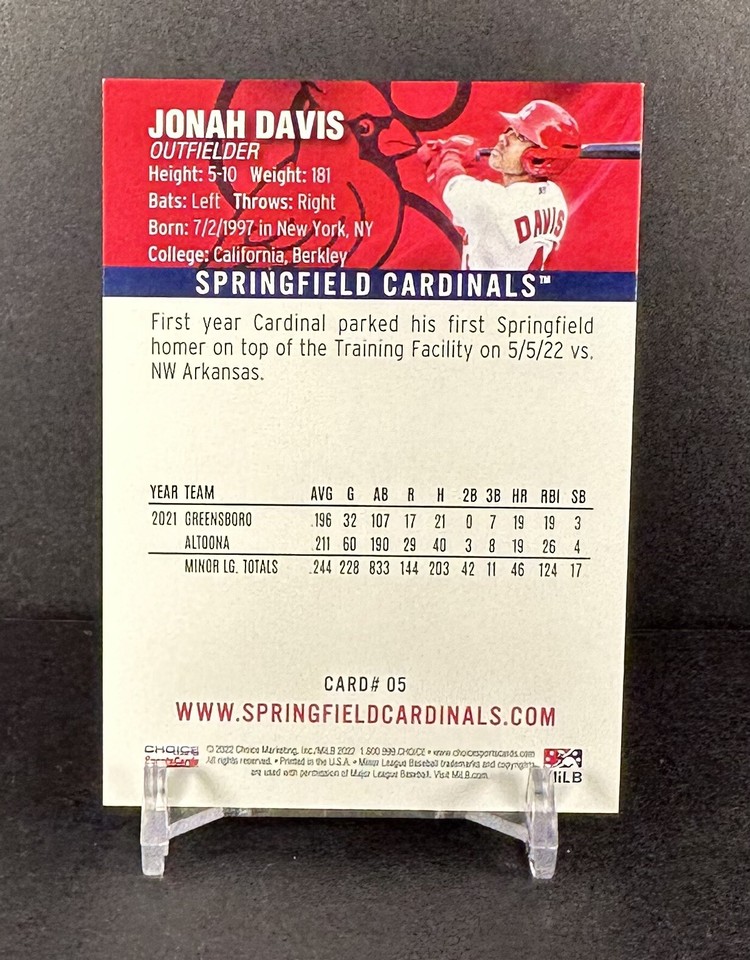 2022 Springfield Cardinals Jonah Davis | eBay